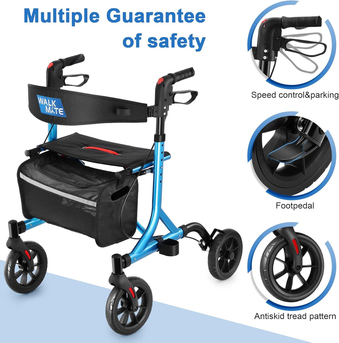 Coolbaby Rollator Walkers with Seat Back Support for Seniors Adults ...